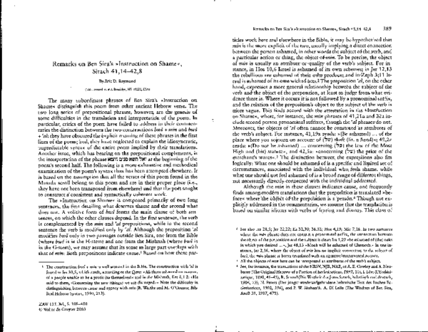 (PDF) Remarks on Ben Sira's Instruction on Shame, Sirach 41,14-42,8