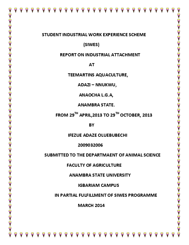 (DOC) STUDENT INDUSTRIAL WORK EXPERIENCE SCHEME (SIWES) REPORT ON ...