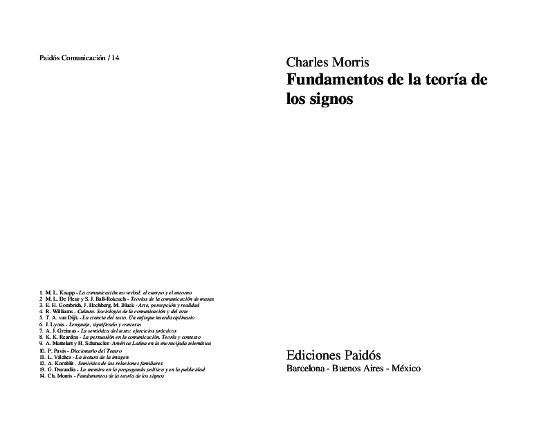 (PDF) Charles Morris - Fundamentos de la teoría de los signos