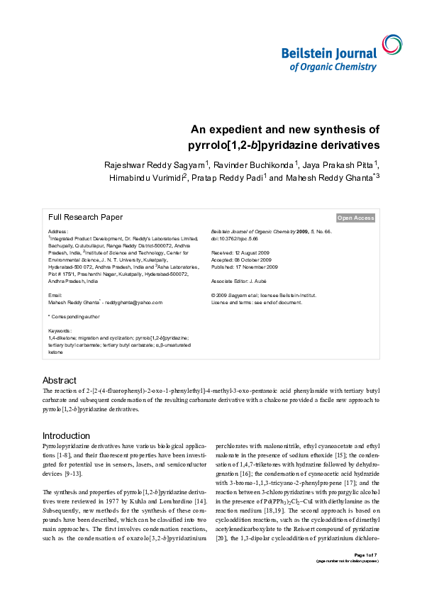 (PDF) An expedient and new synthesis of pyrrolo[1,2-b]pyridazine derivatives