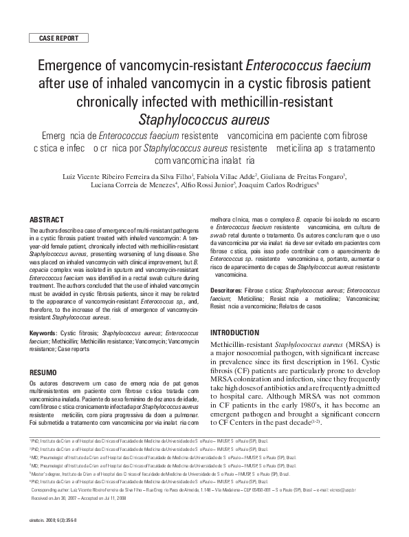 (PDF) Emergence of vancomycin-resistant Enterococcus faecium after use ...