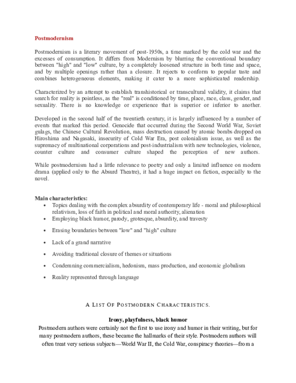 (DOC) Postmodernism