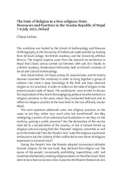 (PDF) The State of Religion in a Non-religious State: Discourses and ...