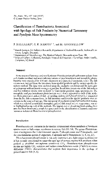 (PDF) Classification of photobacteria associated with spoilage of fish ...