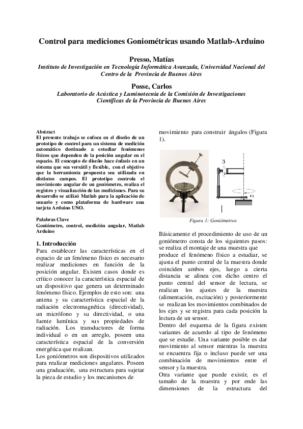 Pdf Control Para Mediciones Goniométricas Usando Matlab Arduino