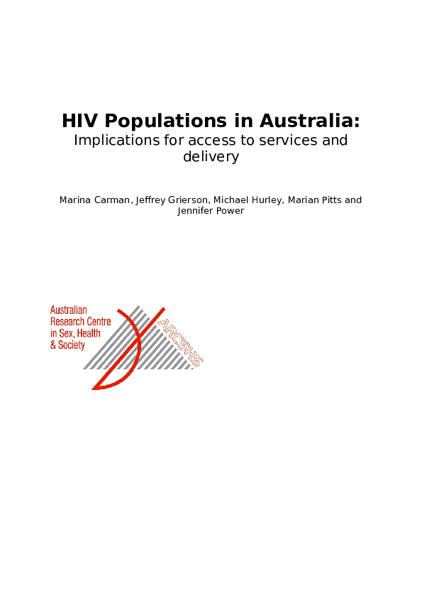 (DOC) HIV Populations in Australia: Implications for access and delivery