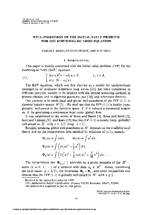 (PDF) Well-Posedness of the Initial Value Problem for the Korteweg-de ...