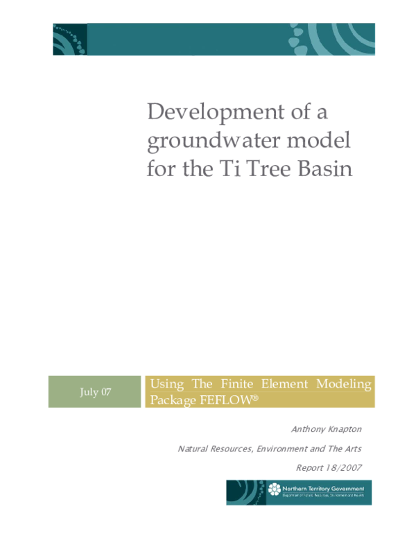 Pdf Development Of A Groundwater Model For The Ti Tree Basin Using The Finite Element Modeling