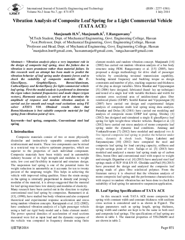 Pdf Vibration Analysis Of Composite Leaf Spring For A Light