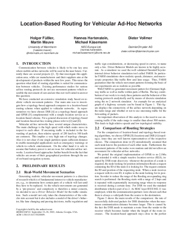 (PDF) Location-Based Routing for Vehicular Ad-Hoc Networks