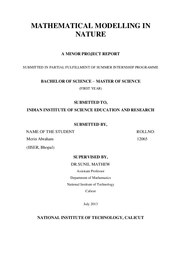 (PDF) mathematical modelling in nature (PDF) mathematical modelling in nature