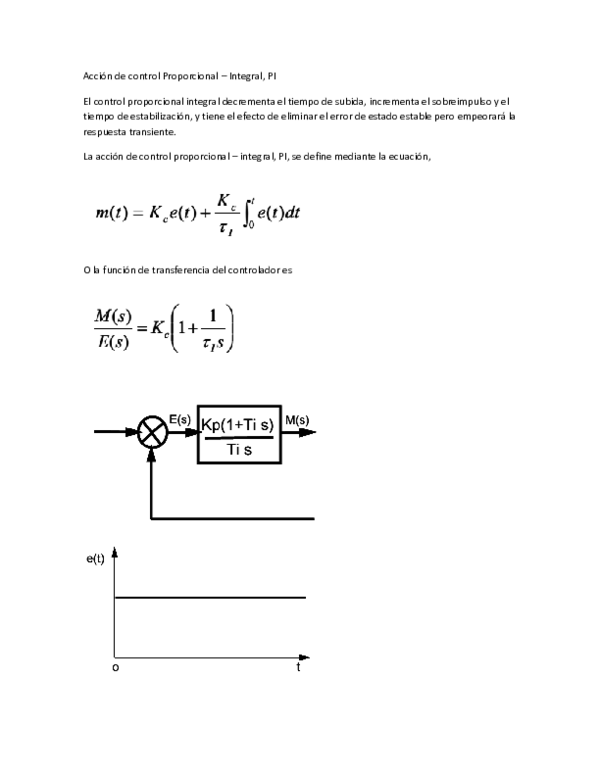 (DOC) Acción de control Proporcional integral