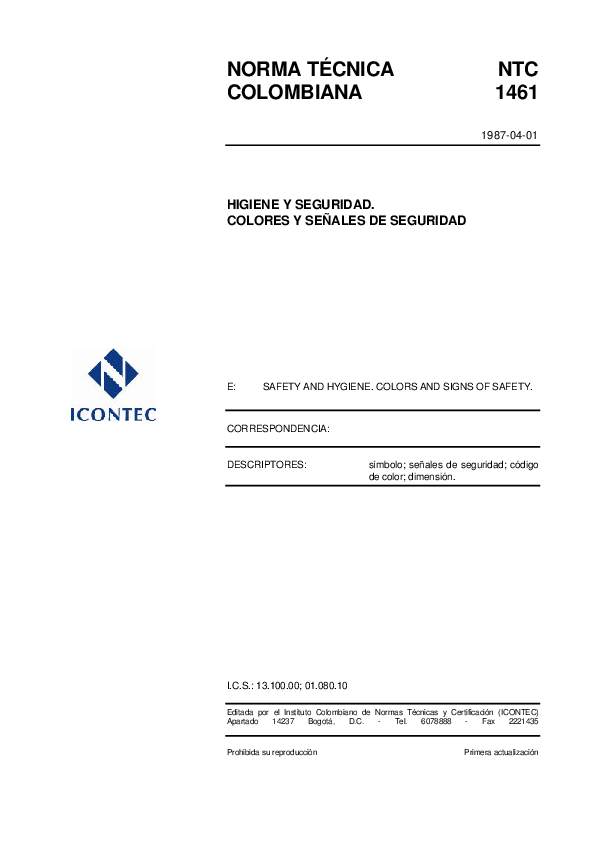 (PDF) NTC-1461-HIGIENE-Y-SEGURIDAD-COLORES-Y-SENALES-DE-SEGURIDAD
