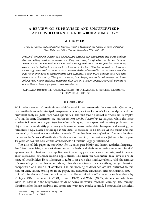 Pdf A Review Of Supervised And Unsupervised Pattern Recognition In