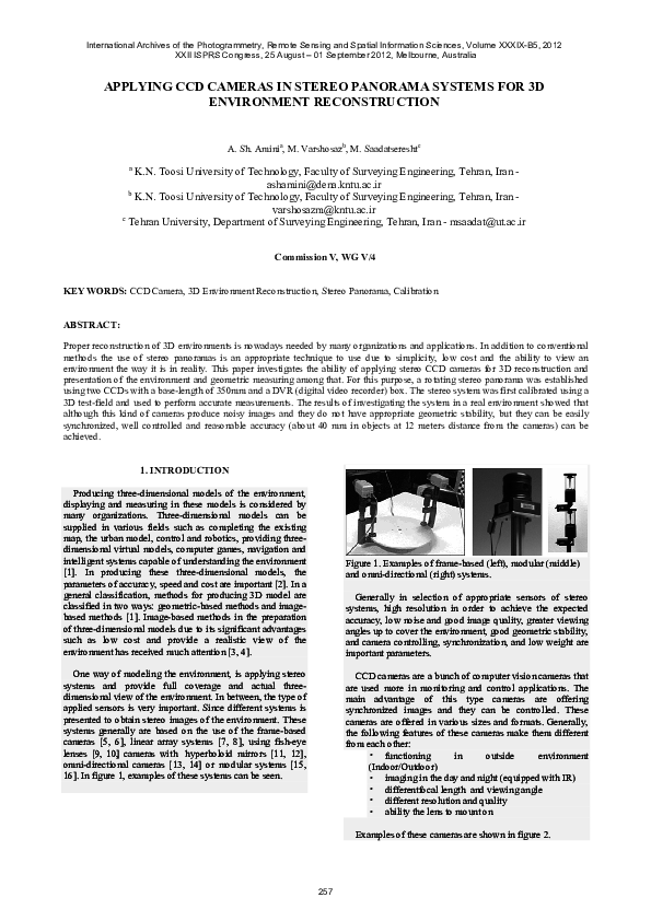 (PDF) Applying CCD cameras in stereo panorama systems