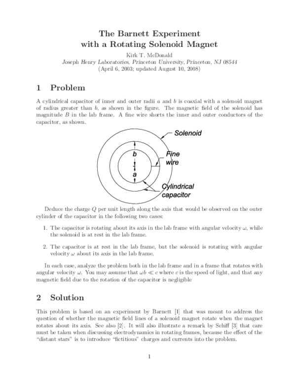 (PDF) The Barnett Experiment with a Rotating Solenoid Magnet