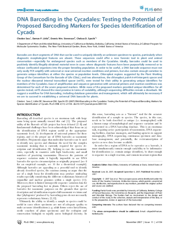 (PDF) DNA Barcoding and Its Applications | Anssy Juddy - Academia.edu