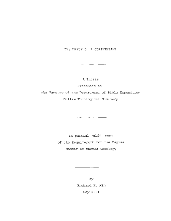 (PDF) The Unity of 2 Corinthians