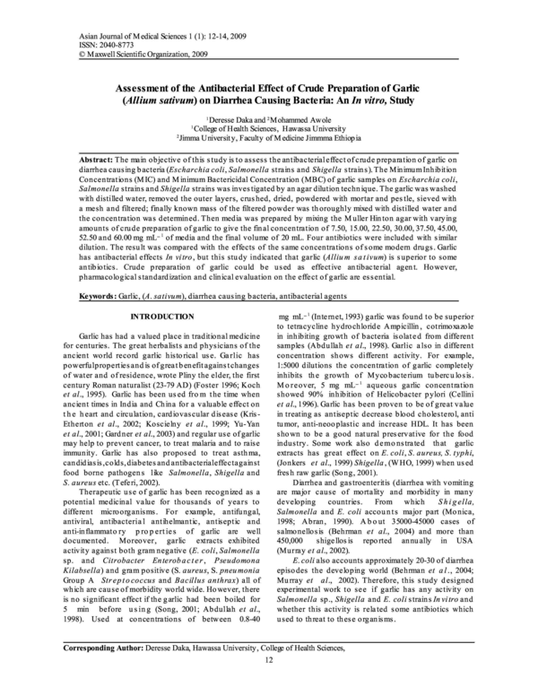 (PDF) Assessment of the antibacterial effect of crude preparation of ...