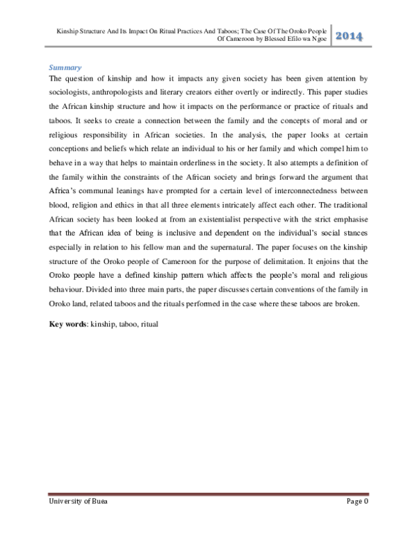 (PDF) Kinship Structure and its Impact on Ritual Practices and Taboos ...