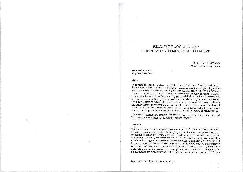 (PDF) Feminist Ecocriticism: The New Ecofeminist Settlement | Serpil ...