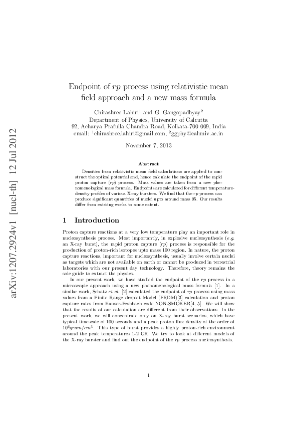 Pdf Endpoint Of Rp Process Using Relativistic Mean Field Approach And A New Mass Formula