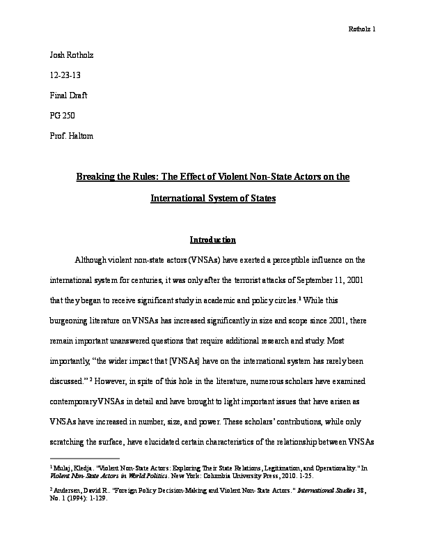 (PDF) Breaking the Rules: The Effect of Violent Non-State Actors on the International System of ...
