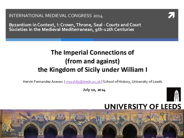 (PDF) The Imperial Connections of the Kingdom of Sicily under William I