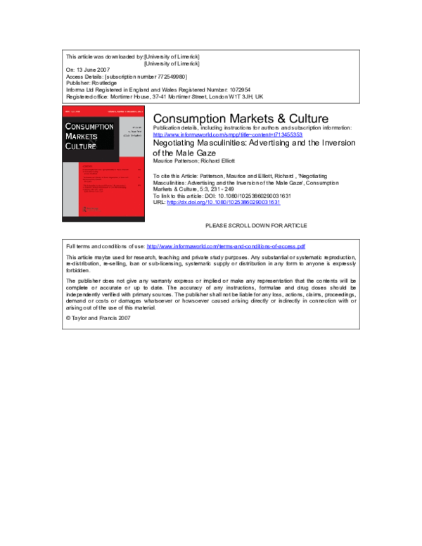 (PDF) Negotiating masculinities: Advertising and the inversion of the ...