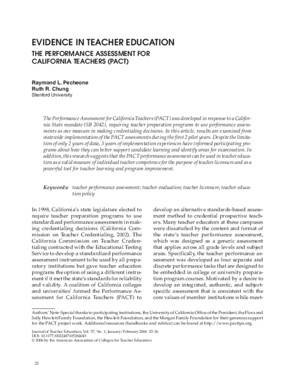 (PDF) Evidence in Teacher Education: The Performance Assessment for ...