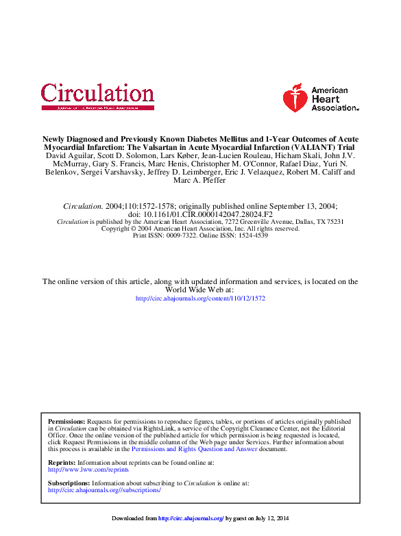 (PDF) Newly diagnosed and previously known diabetes mellitus and 1-year ...