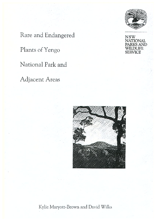 (PDF) Rare and Endangered Plants of Yengo and Adjacent Areas NPWS - New ...