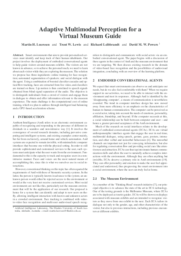 (PDF) Adaptive Multimodal Perception for a Virtual Museum Guide
