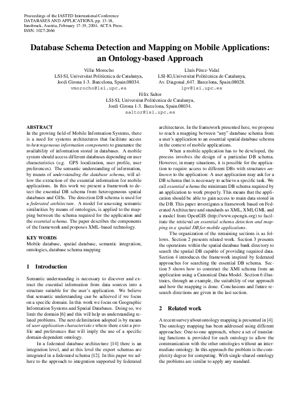 Pdf Database Schema Detection And Mapping On Mobile Applications An