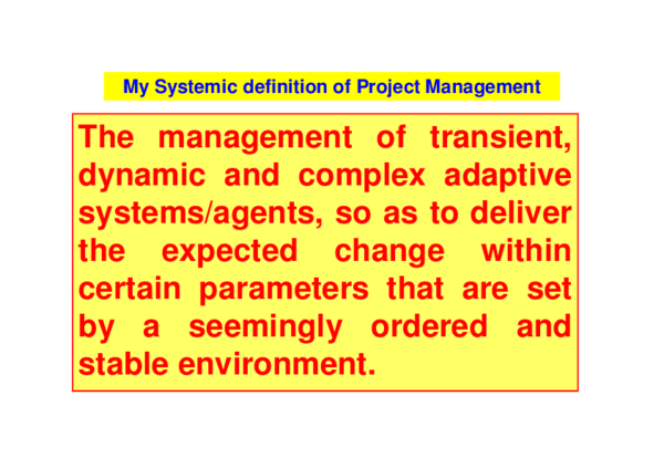 (PDF) A Systemic Definition of Project Management