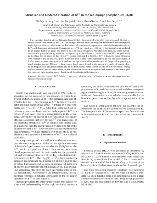 (PDF) Structure and hindered vibration of Bi2+ in the red-orange ...