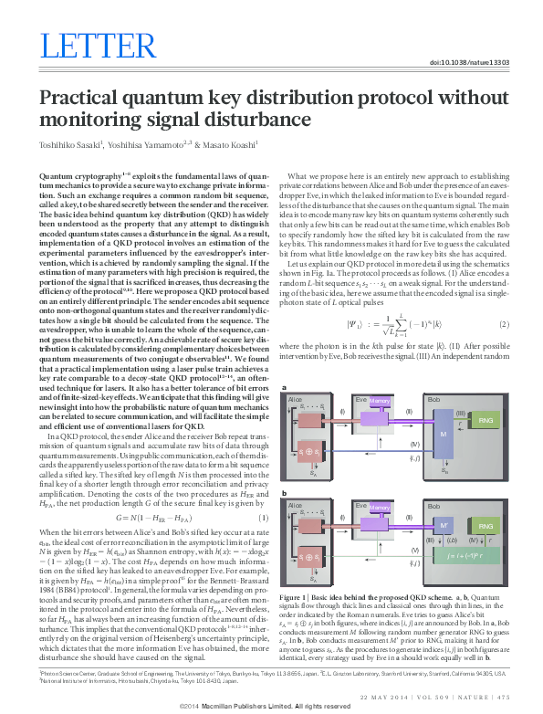 (PDF) Practical quantum key distribution protocol without monitoring signal disturbance