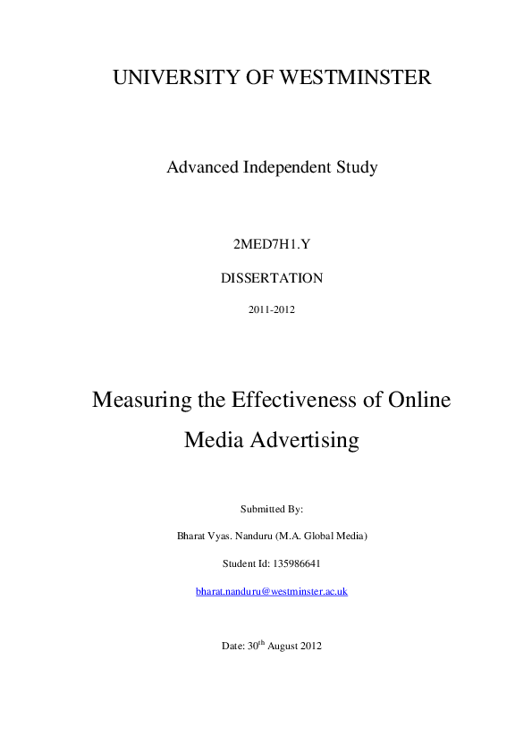 Doc Measuring The Effectiveness Of Online Media Advertising