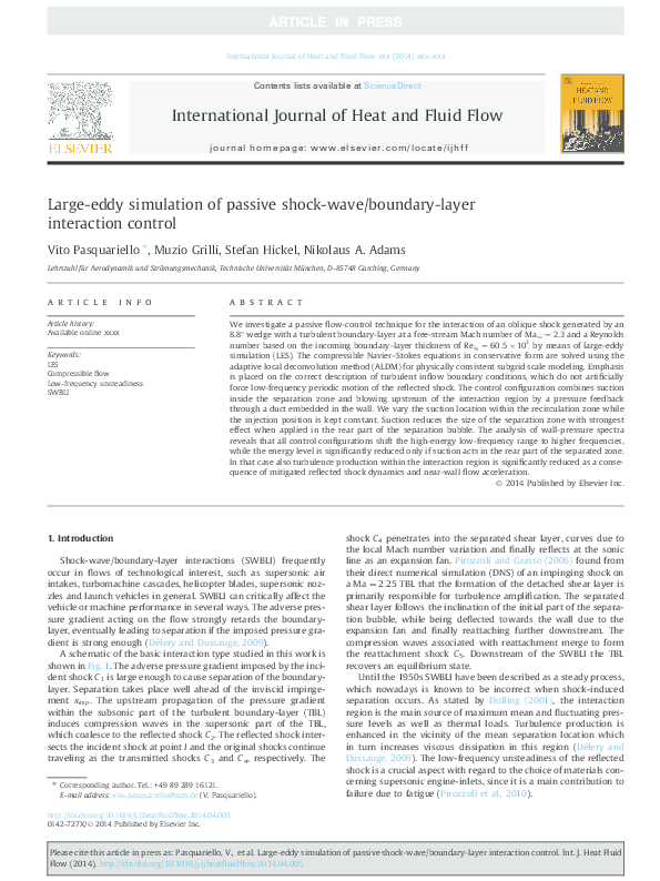 Pdf Large Eddy Simulation Of Passive Shock Waveboundary Layer Interaction Control
