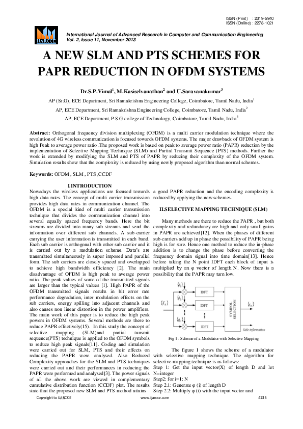 Pdf A New Slm And Pts Schemes For Papr Reduction In Ofdm Systems