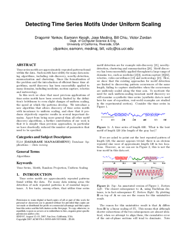 Pdf Detecting Time Series Motifs Under Uniform Scaling Jose Medina 0175