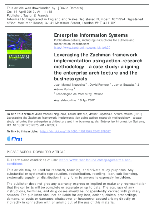 (PDF) Enterprise Information Systems Leveraging the Zachman framework implementation using ...
