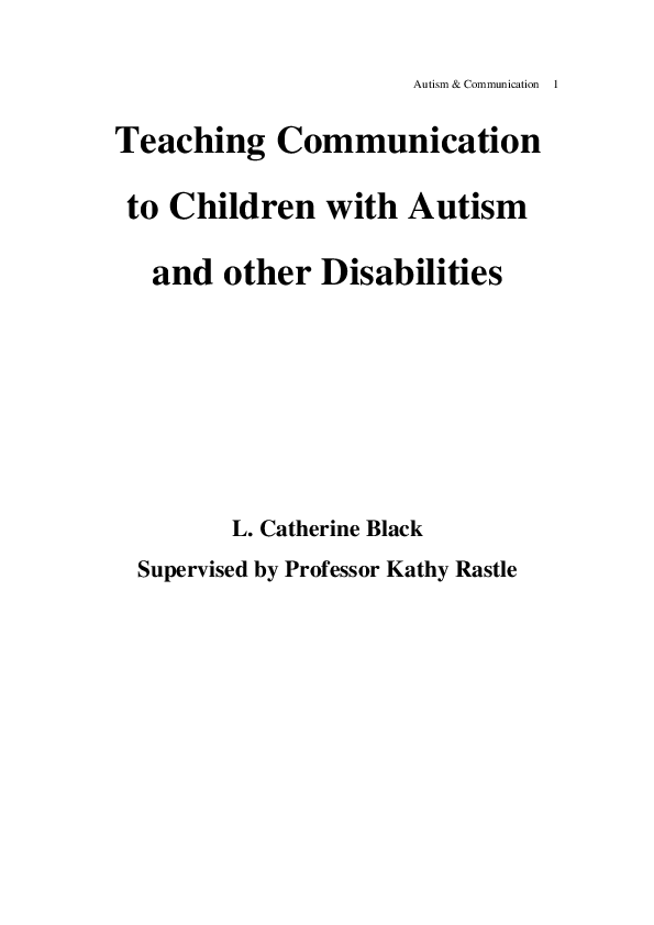 (PDF) Teaching Children with Autism to Communicate