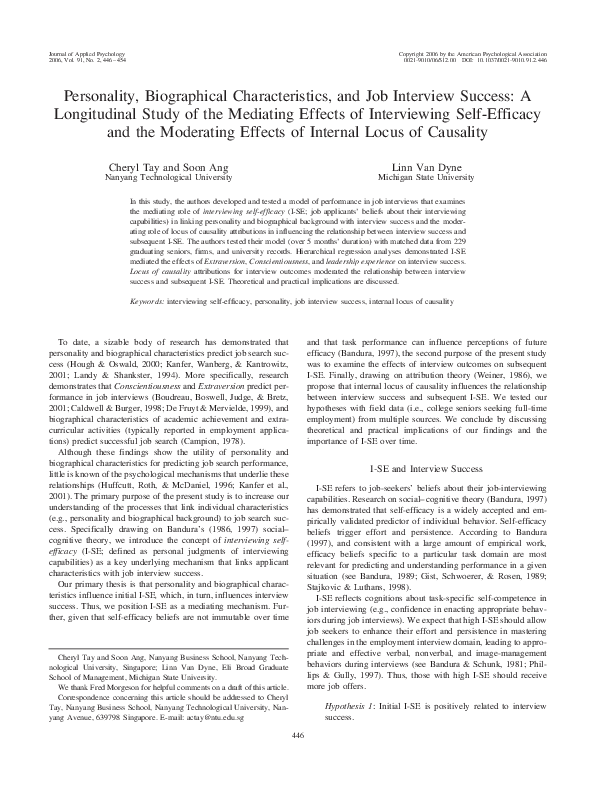 (PDF) Personality, Biographical Characteristics, and Job Interview ...