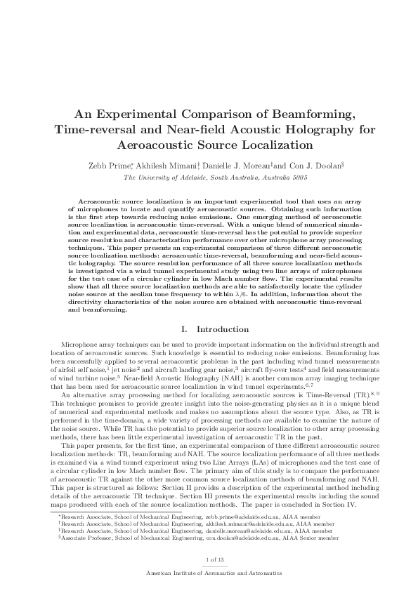 Pdf An Experimental Comparison Of Beamforming Time Reversal And Near