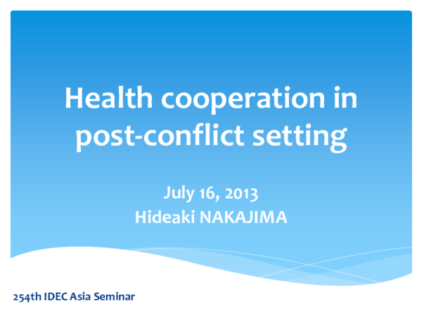 (PPT) Health cooperation in post-conflict setting