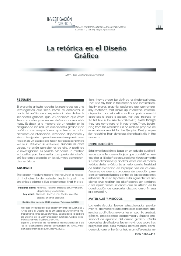 (PDF) La retórica en el Diseño Gráﬁco Mtro. Luis Antonio Rivera Díaz ...