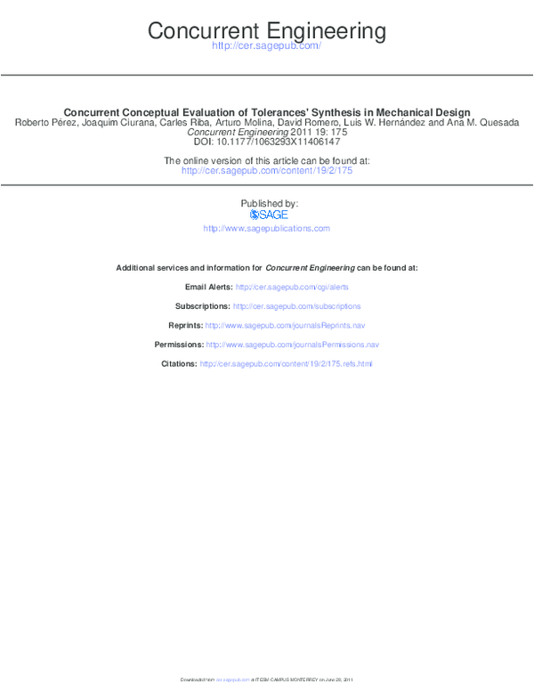 (PDF) Concurrent Engineering Concurrent Conceptual Evaluation of Tolerances' Synthesis in ...