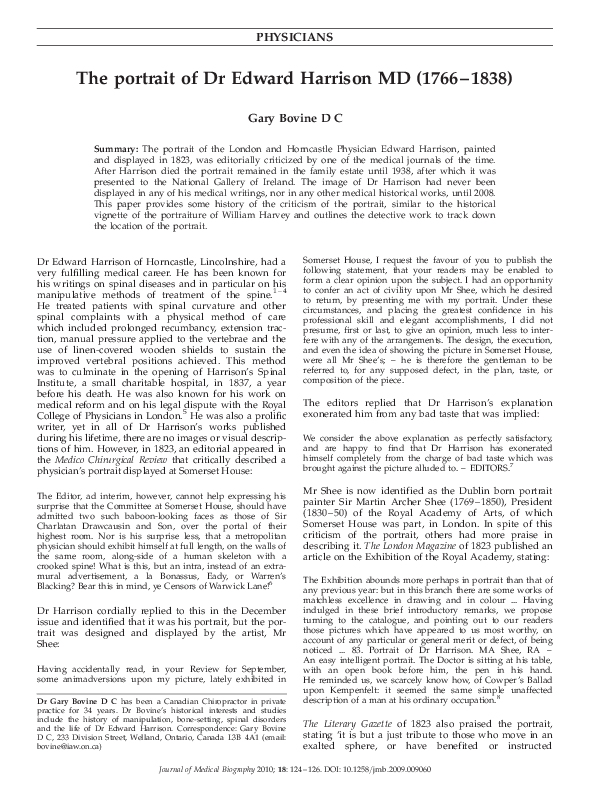 (PDF) PHYSICIANS The portrait of Dr Edward Harrison MD (1766 –1838