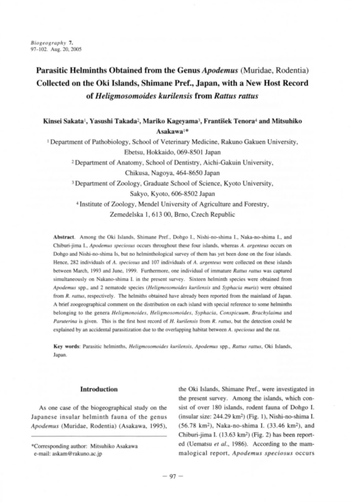 (PDF) Parasitic helminths obtained from the genus Apodemus (Muridae ...
